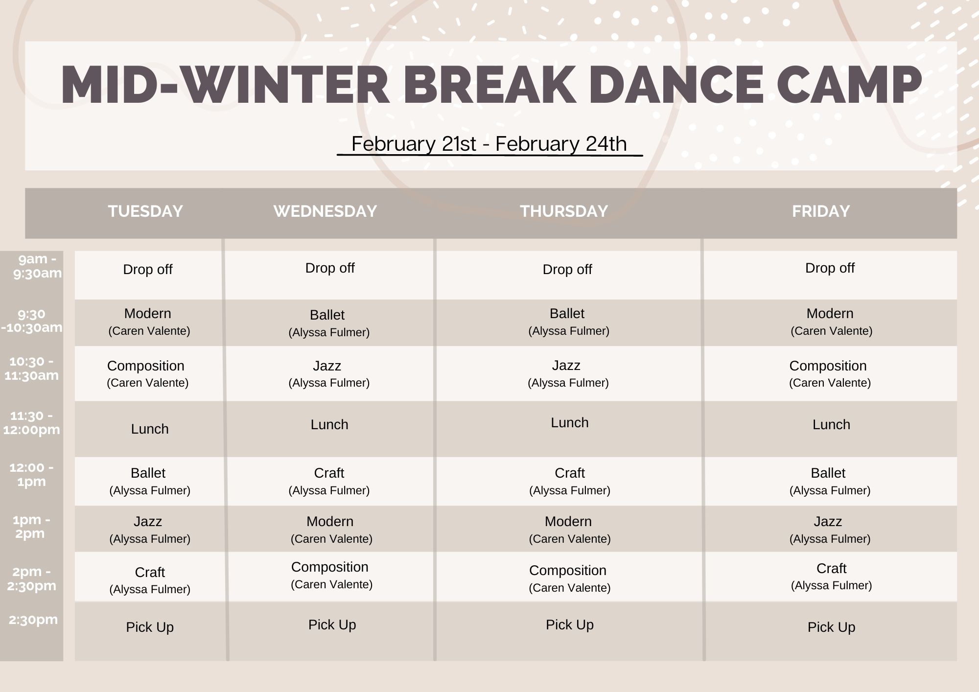 Mid-Winter Break Dance Camp - Steffi Nossen School of Dance